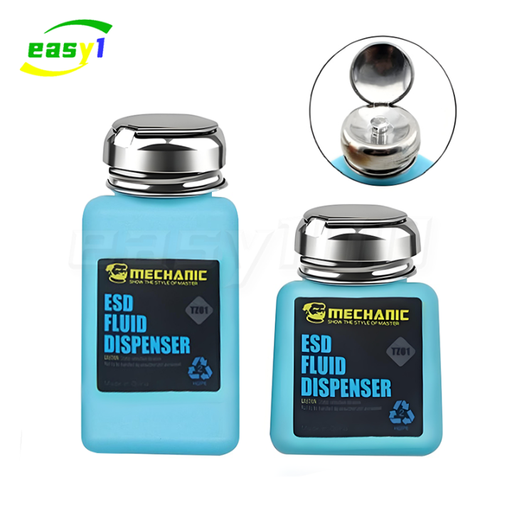 MECHANIC 180ml Metal Cap Liquid Alcohol Bottle Press Pumping ESD Fluid ...