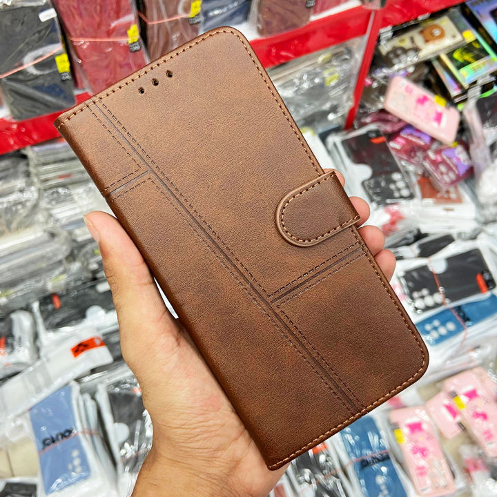 IPhone 16 Pro flip cover - Brown - New Premium PU Leather Megantic Flip ...