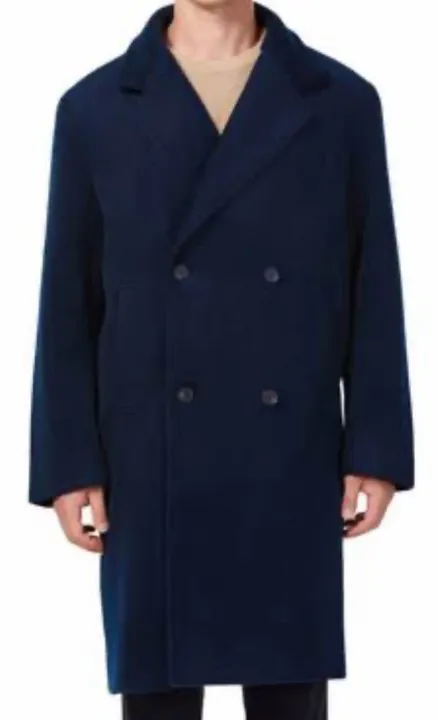 Navy blue long overcoat for men | Daraz.pk