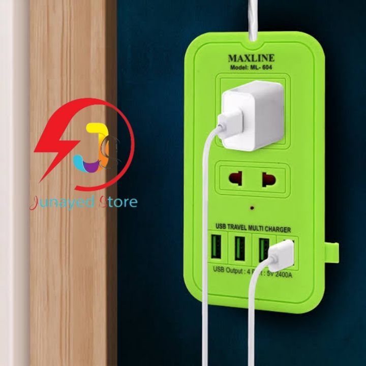 Universal Travel Multi charger 4 USB PORT with multiplug MAXLINE ML-604 ...