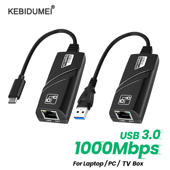10/100/1000Mbps USB 3.0 Wired Network Card USB to RJ45 Type C to RJ45 ...
