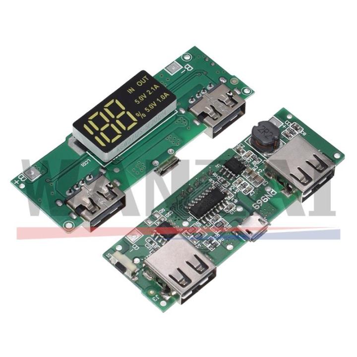 LED Dual USB 5V 2.4A Micro/Type-C USB Mobile Power Bank 18650 Charging ...