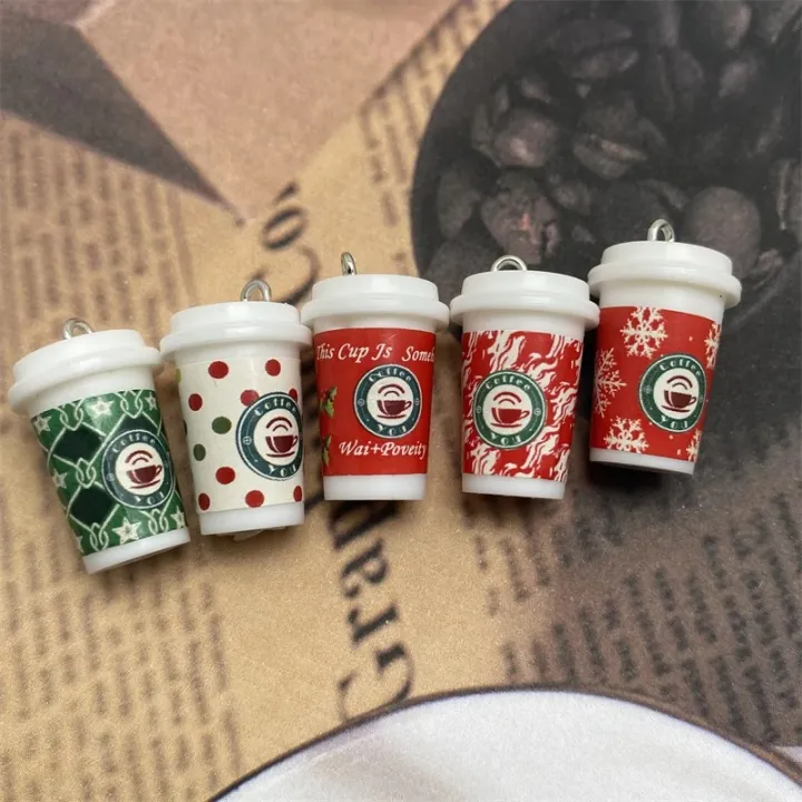 10pcs Cute Mini Christmas Coffee Cup Resin Charms Funny Drink Bottle ...