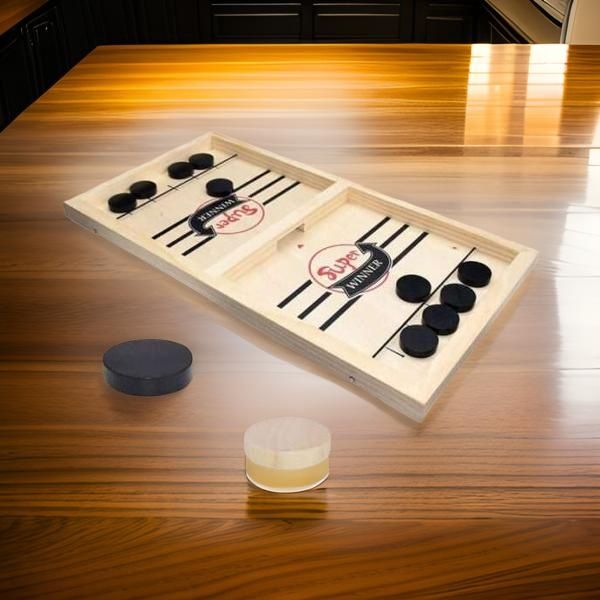 Sling Puck Board Game – Wooden Fast Sling Hockey Table Game for Kids ...