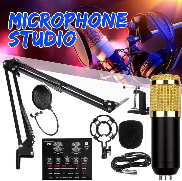 BM 800 Kit Professional PC V8 Sound Card Set BM800 Mic Studio Condenser Microphone for Karaoke ...