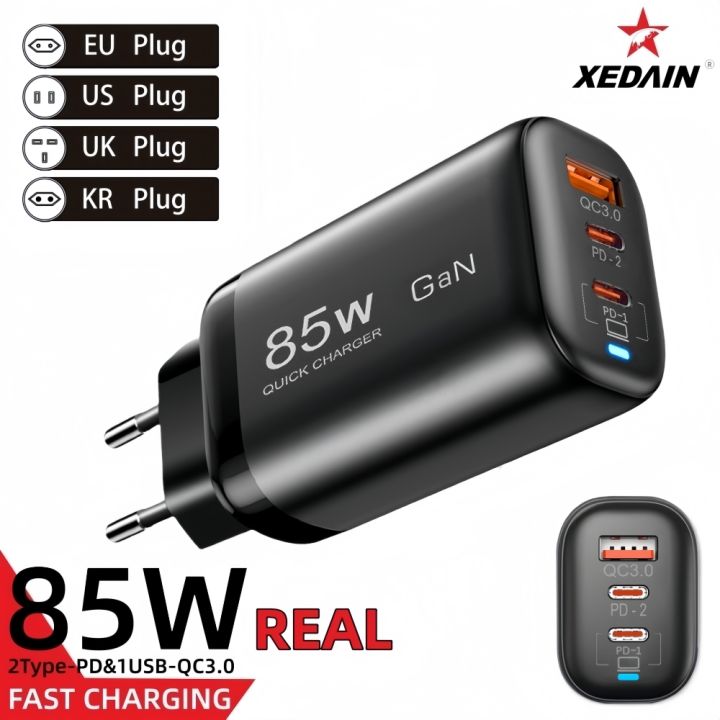 Real 85W GaN Quick Charger PD QC 3.0 USB Type-C Fast Charging Laptop ...