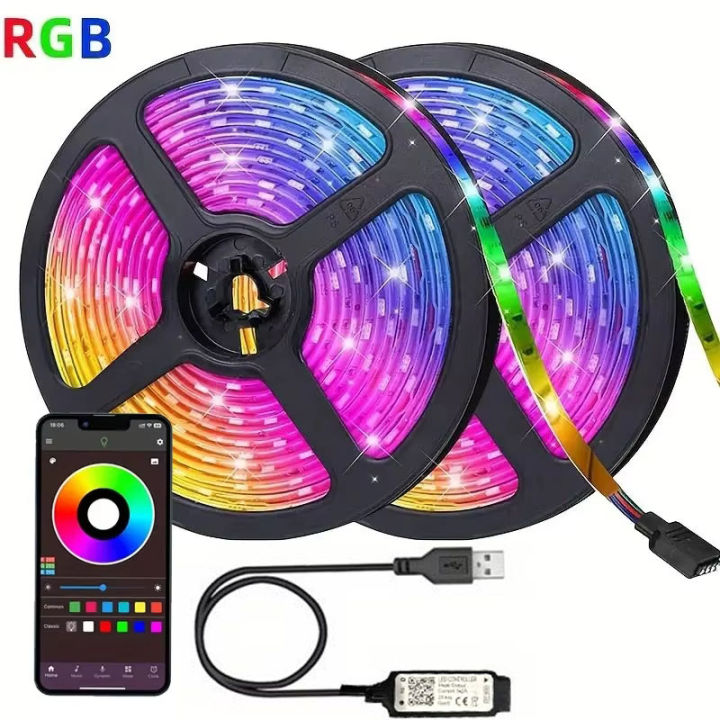 1M/3M/5M 5050 LED Strip Lights RGB Bluetooth APP Control Smart Strip ...