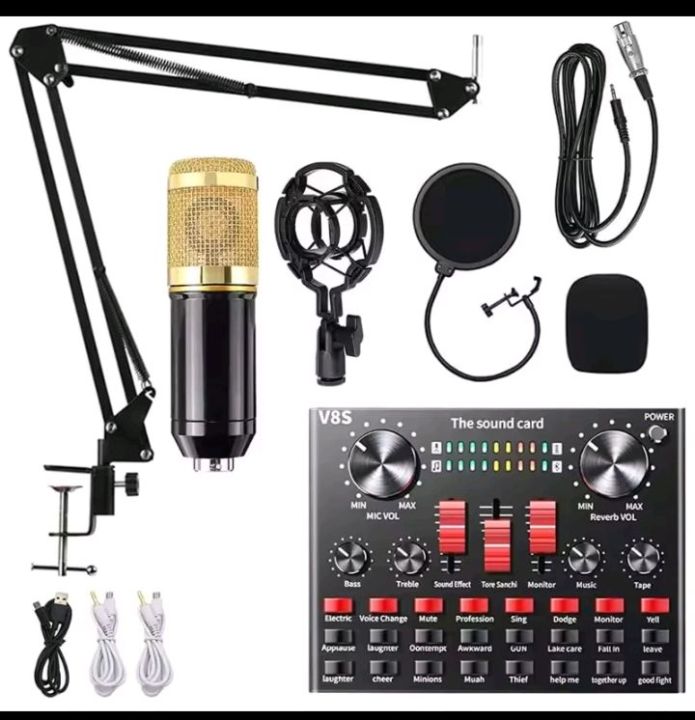 BM800 Condenser Mic with V8 V8S V8Plus Sound Card | Daraz.pk
