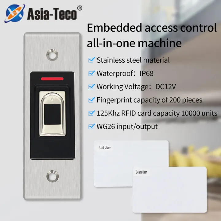 IP68 Waterproof Metal Fingerprint Access Control Keypad Concealed Mounted in Wall Installation ...
