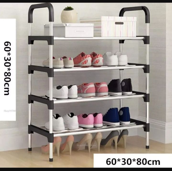 4 Layer Stainless Steel Shoe Rack Space Saving Entryway Footwear Holder ...