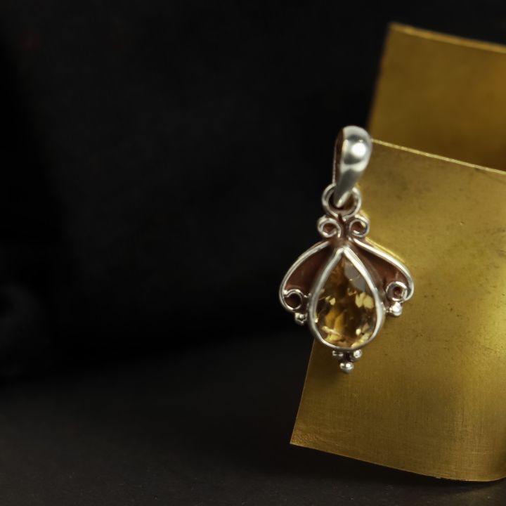 Pure Silver Pendant With Natural Yellow Topaz /Unisex/1.6 Gram | Daraz ...