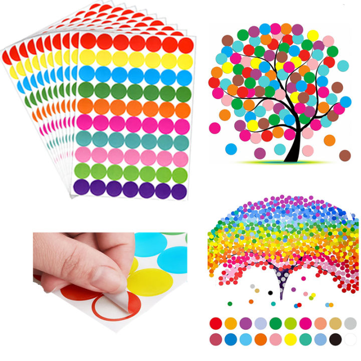 6mm 8mm 10mm 19mm 20mm 40mm Colored Dot Stickers Polka Circle Office ...