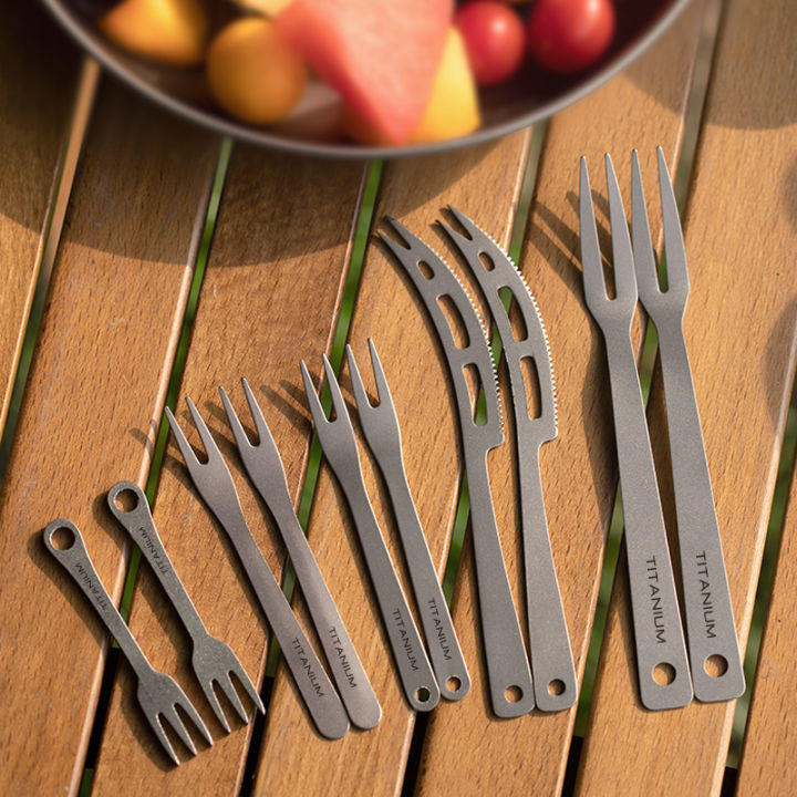Tiartisan Outdoor Camping Pure Titanium Fruit Knife Forks Dessert Fork ...