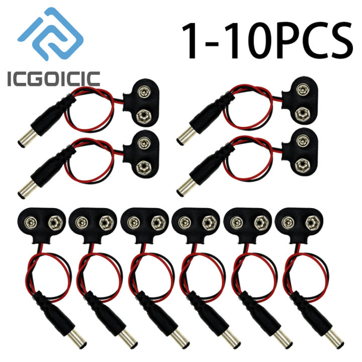 1/5/10pcs 9V DC Battery Power Cable Plug Clip Barrel Jack Connector For ...