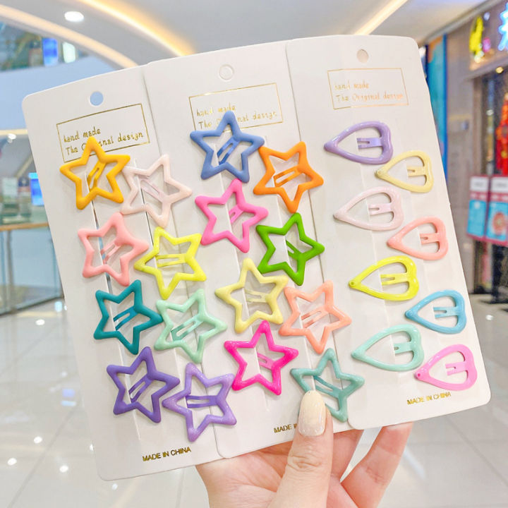 6 pcs/set Korean fashion kids hair clip set mini pony hairpin set candy ...