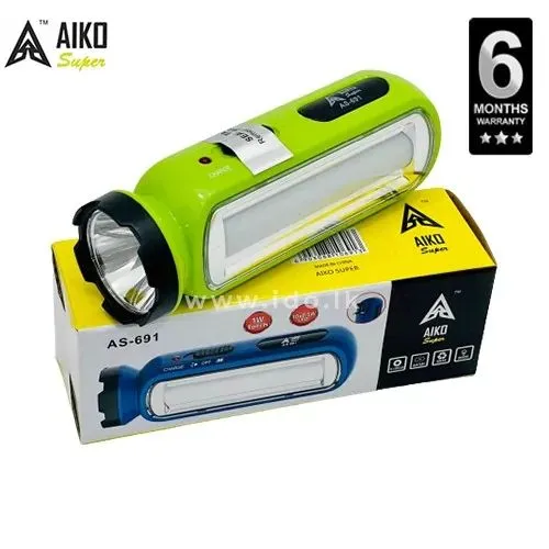 Aiko AS-691 Touch With Cob Light Rechargeable Emergency LED Flashlights ...