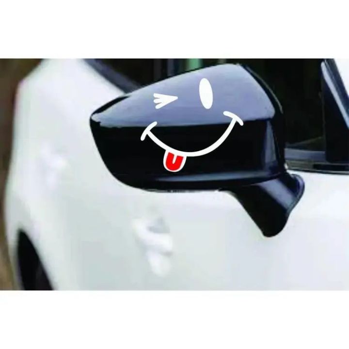 2 Pcs Eye Winkling (White and Red) Car Side Mirrors Stickers, Auto ...
