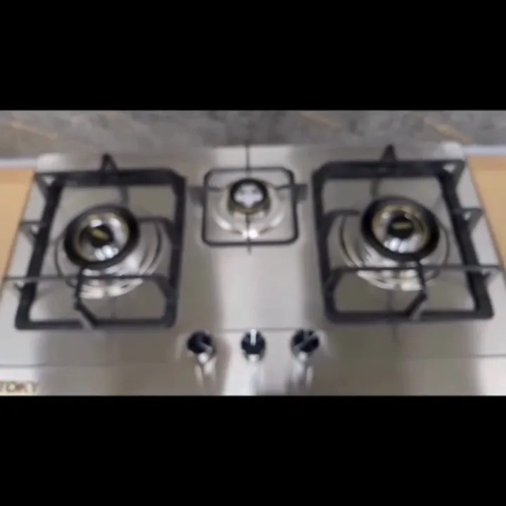 Tokyo TBH-02 3 EPS Brass Burner Stainless Steel Gas Hob – Matt Silver ...