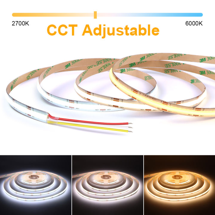 24V 12V DC CCT COB LED Strip Light 2700K to 6500K Color-Changing LED ...