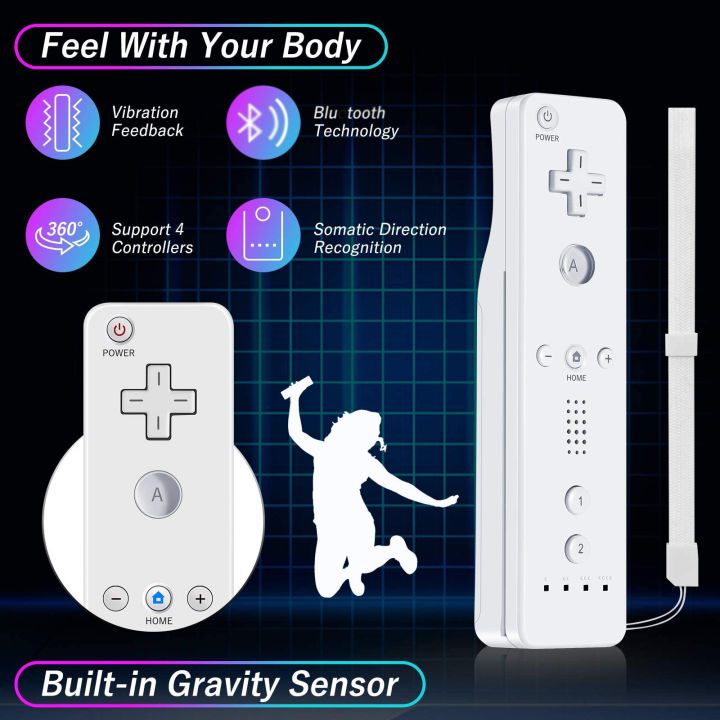 2 in 1 Motion Plus Remote Controller Wii Remote Controller Gamepad with ...