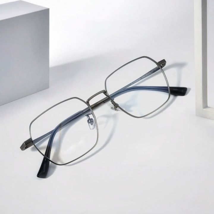 Men Retro Pure Titanium Glasses Frame Ultralight Fashion Square Optical ...