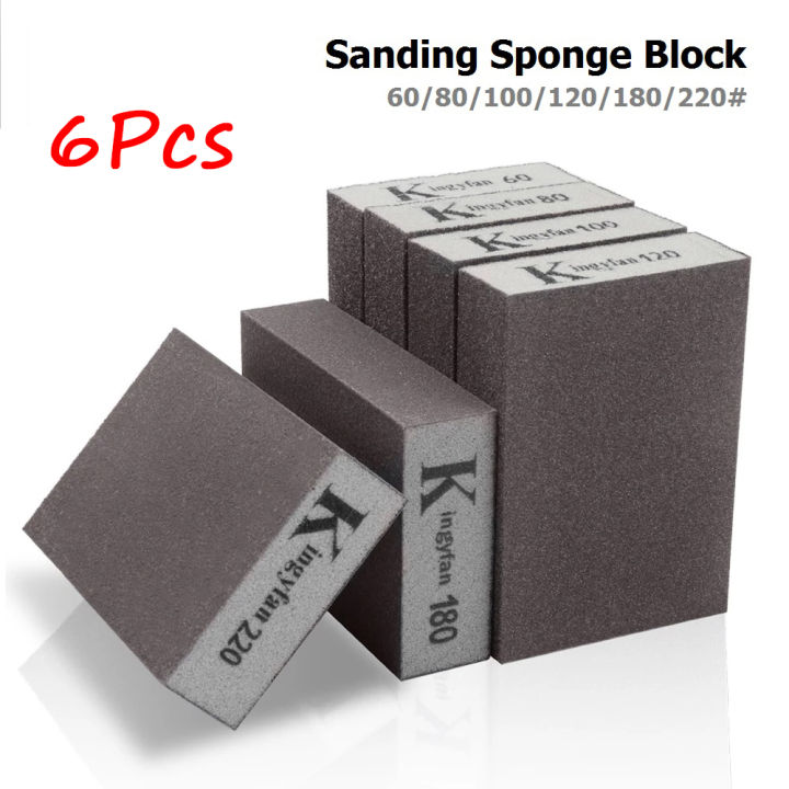 6Pcs/Set 60-220# Sanding Sponges Polishing Blocks Brush Brick Washable ...
