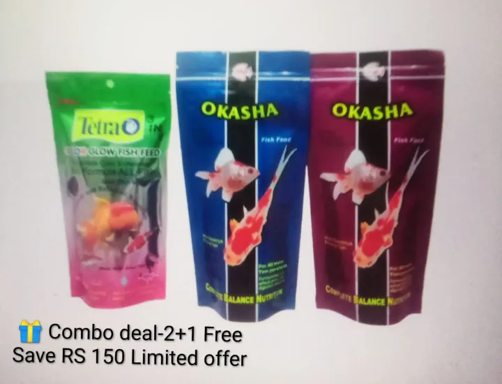 Fish Food Combo Pack (3 x 100g) | Tetra Mix + Okasha Mix Aquarium Fish ...