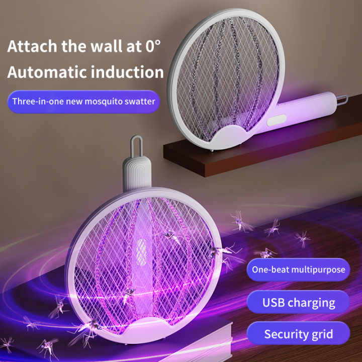 4 In 1 Electric Mosquito Racket Foldable USB Rechargeable UV Mosquito ...