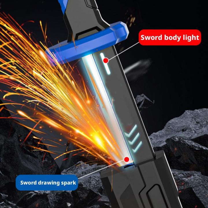 Colorful Streamer Glowing Sword Toys with Spark & Smoke Effect Light ...