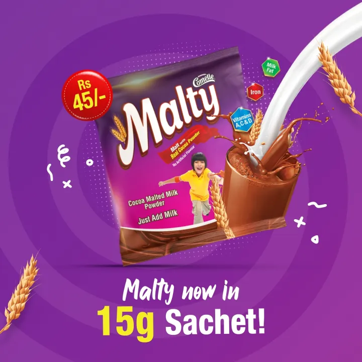 Comelle Malty - Natural Malt and Real Cocoa Powder-15gm Sachet | Daraz.pk