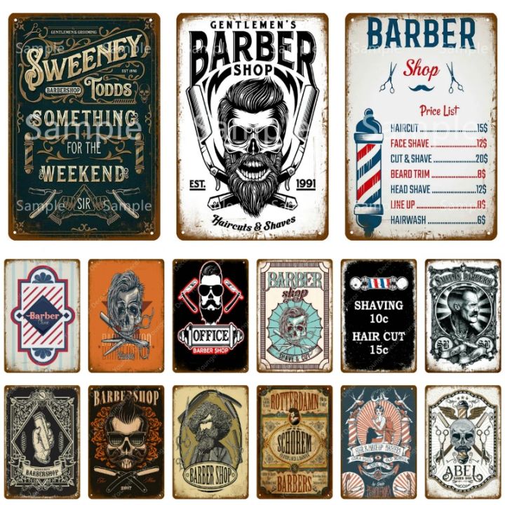 Vintage Barber Shop Metal Signs Shaving Hair Cut Poster Cafe Bar Pub Retro Plaque Haircut and ...