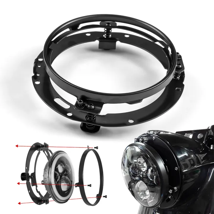 7inch Motorcycle LED Headlight Mounting Bracket Round Ring Headlamp ...