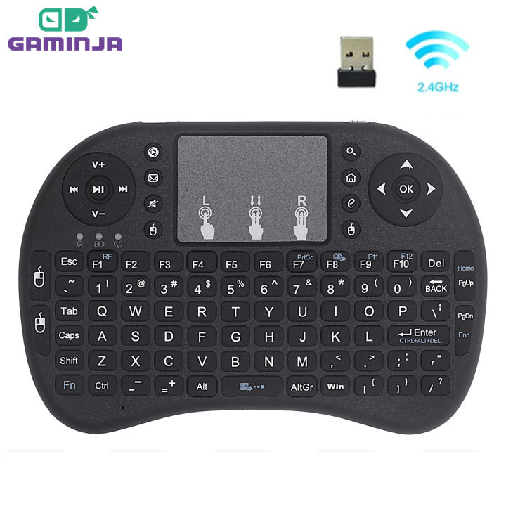 GAMINJA I8 Mini Handheld Keyboard Remote Control 2.4G Air Mouse Wireless Keyboard With Touchpad ...