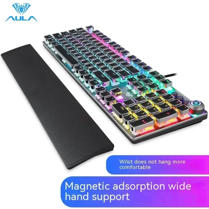 AULA F2088 Mechanical Keyboard Punk Keycap Retro 104Keys Reactor Knob RGB Backlit Wired ...