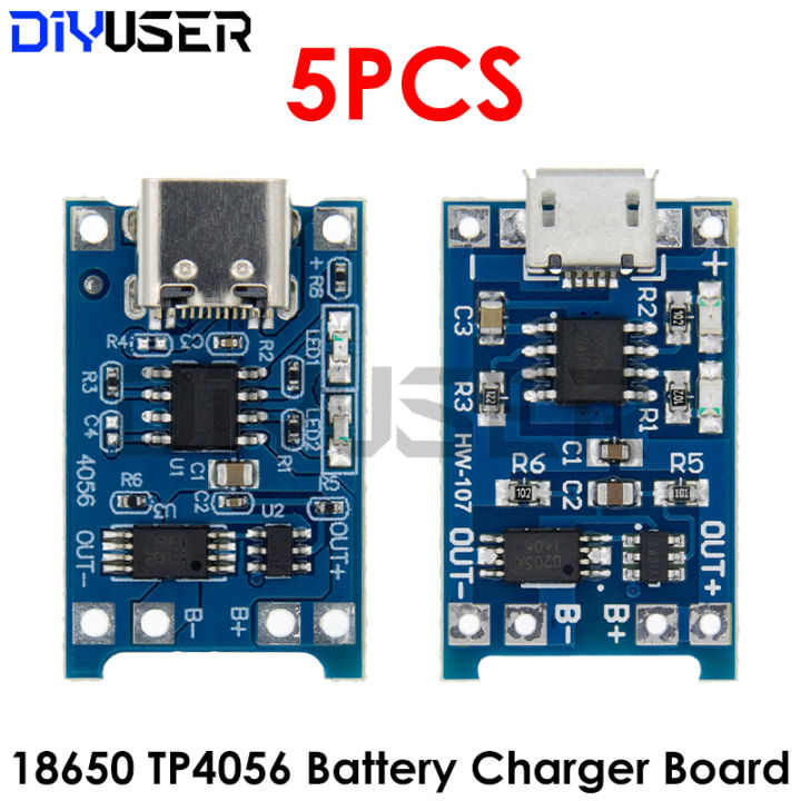 5PCS 5V 1A Micro/Type-c 18650 TP4056 Lithium Battery Charger Module ...