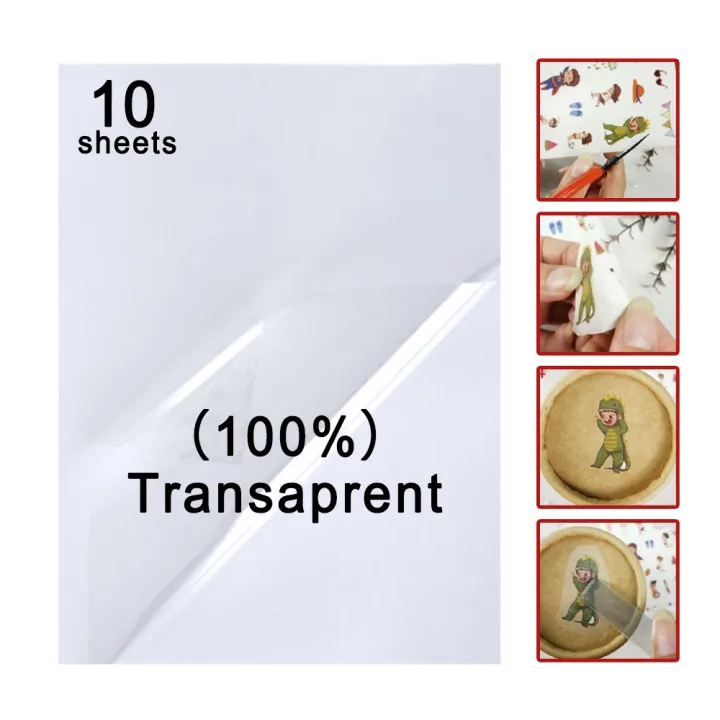 10 sheets transparent sticker paper white matter glossy Printable Vinyl ...