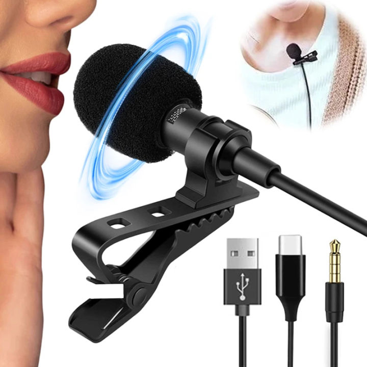 USB Mini Microphone For PC Laptops Type C Lapel Clip-on Microphone For ...