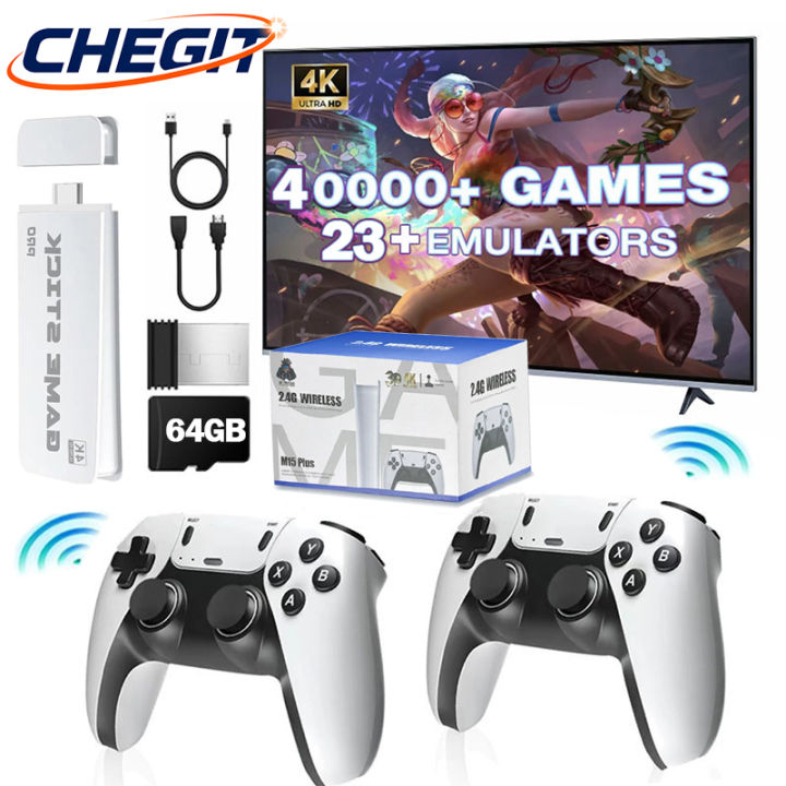 4K TV Game Stick M15 Video Game Console Built-in 30000+/40000 Games 64G ...