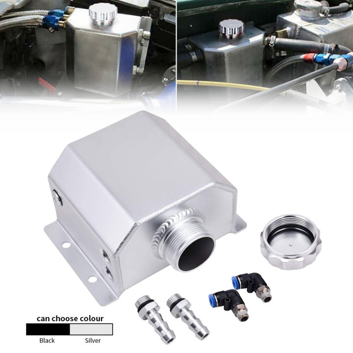 1L Silver Aluminum Coolant Radiator Overflow Recovery Water Tank Bottle ...
