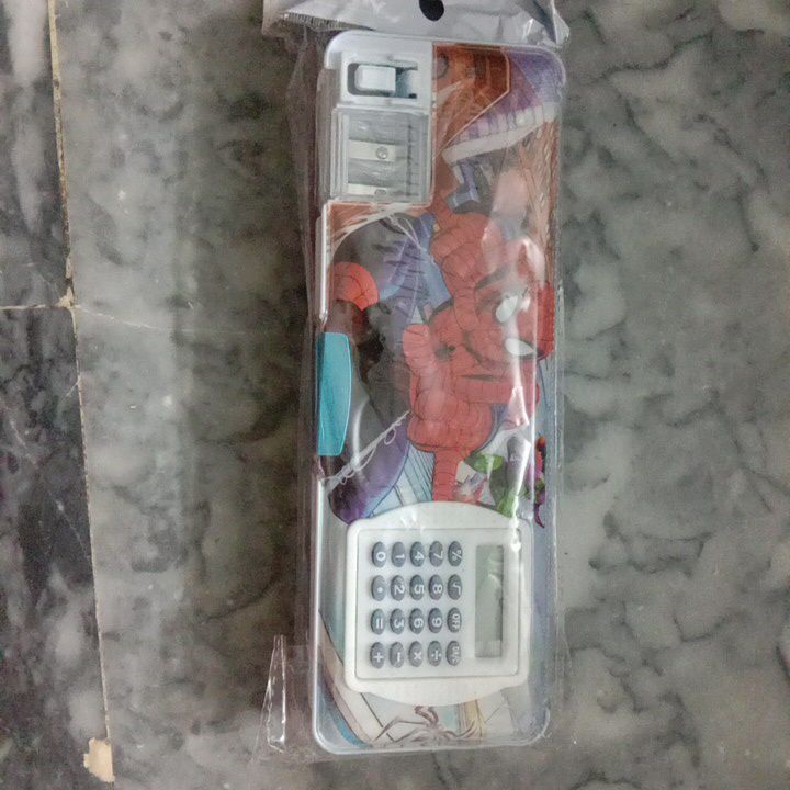 geomatery box with calculator and sharpner with magnit button ...