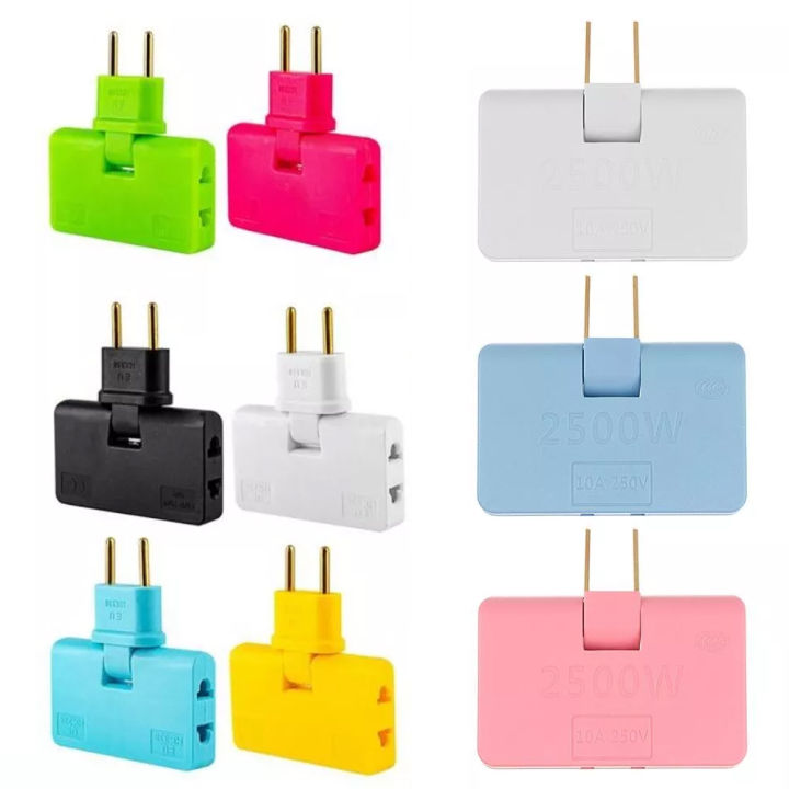 US Plug EU Plug 3 Way Flat Plug Adapter Extension Plug 180 Degree ...