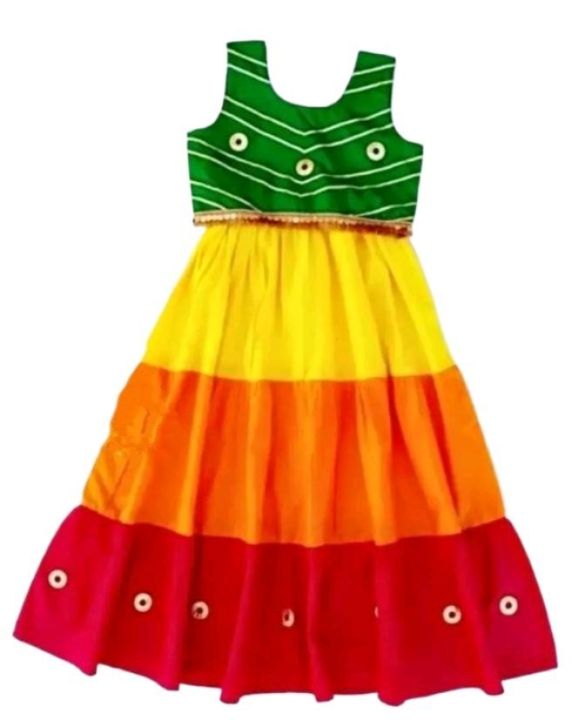 "Whimsical Rainbow: Multi-Colored Layers - Long Cotton Maxi Frock for ...