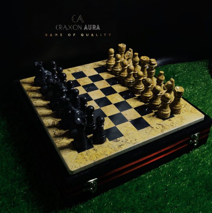 Marble Chess Set Black/ Fossil | Daraz.pk