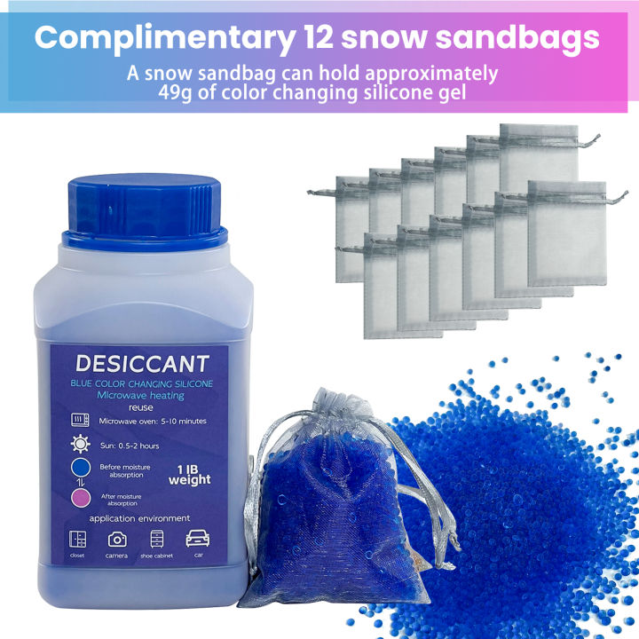 465g +12 bags Reusable Silica Gel Waterproof Beads Moisture Absorber ...