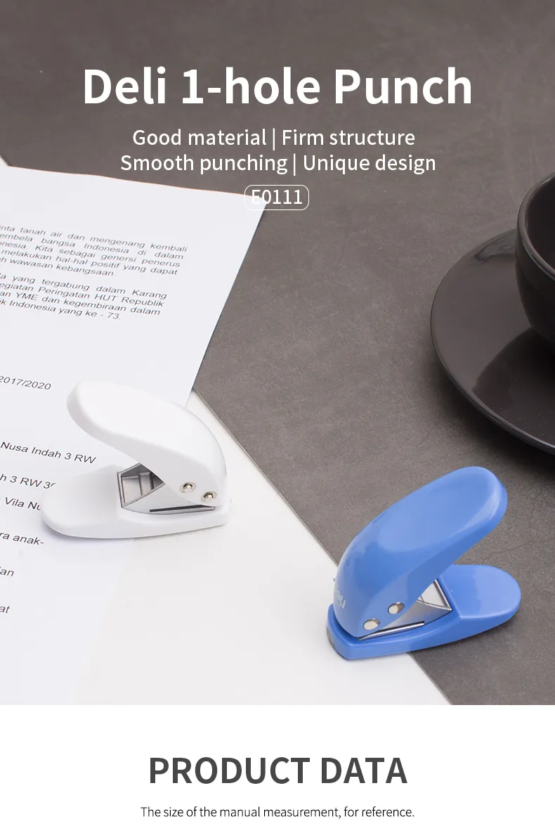 DELI Mini Paper Punch Portable Size 1 Hole Punch Machine 6mm 10 Sheets ...