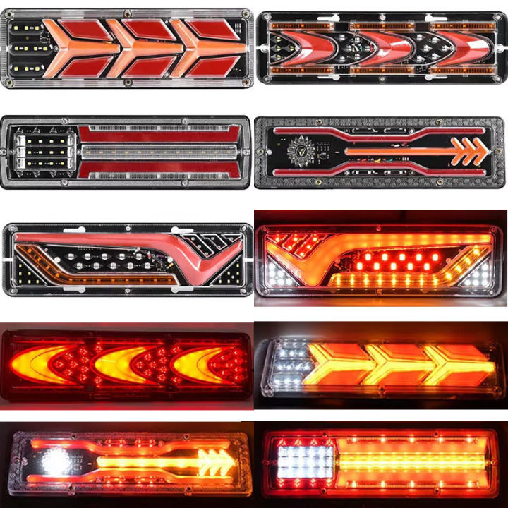 2Pcs 12V/24V Car Trailer Trucks Tail Lights Car LED Rear Tail Light ...