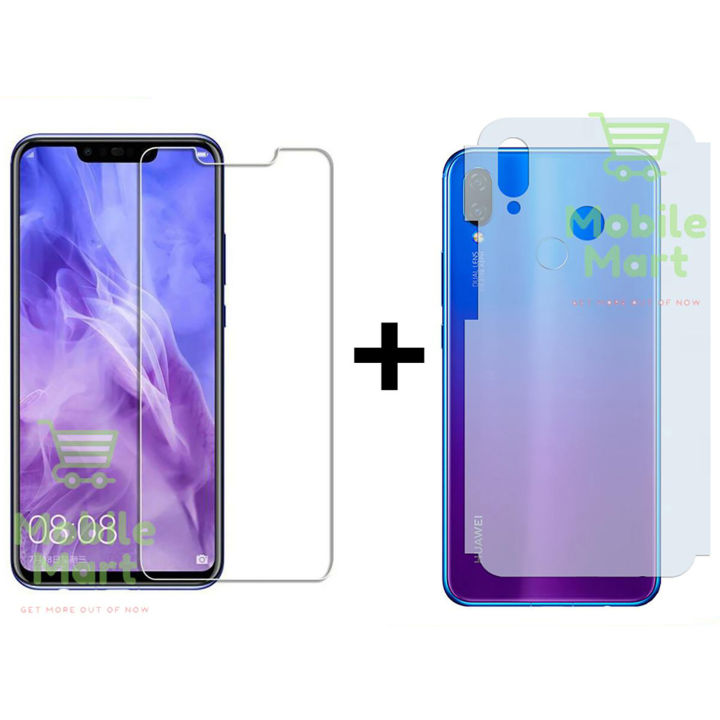 Huawei Nova 3 Screen Protector Crystal Clear Glass + Matte Back Skin ...