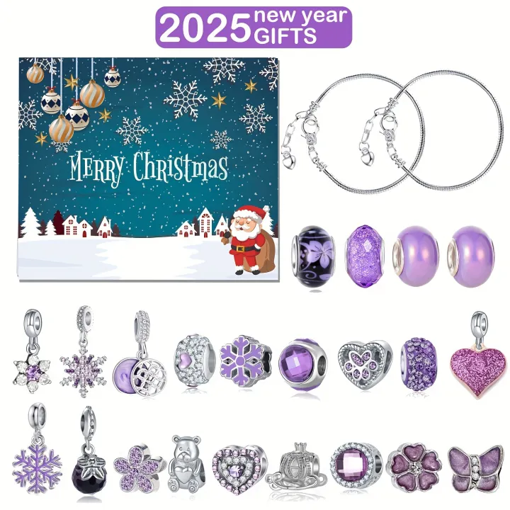 Purple DIY Christmas calendar making kit, 24-day Christmas calendar ...