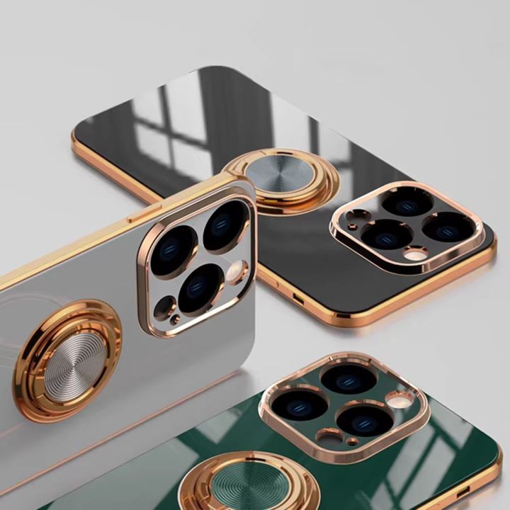 Luxury Plating 360°Rotate Metal Ring Holder Phone Case For iPhone 17 ...