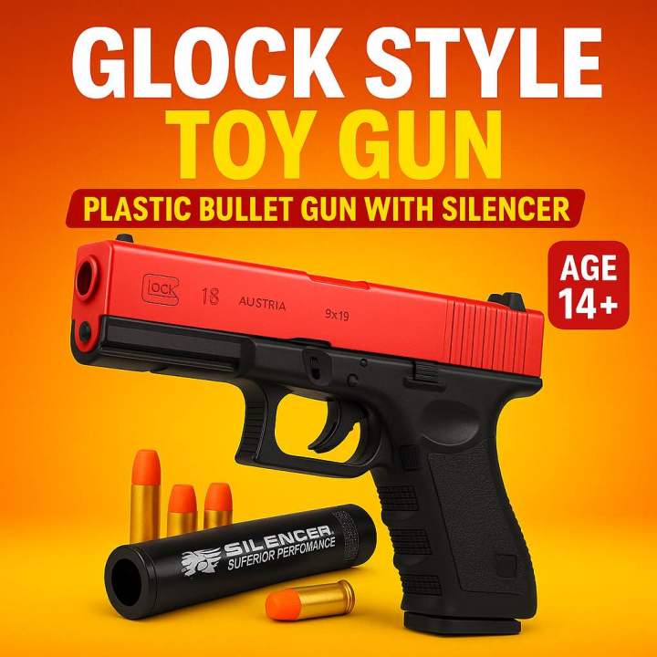 Gun Toy| Glock Style Toy Gun for Kids – Plastic Bullet Gun with ...